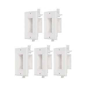 Buyer's Point Recessed Low Voltage Cable Wall Plate w/Built-In Mounting Wings | UL Listed, Single Gang, Cord Concealer for Wall Mount TV, Gaming PC and Home Theater Systems (White) – 2 Pack