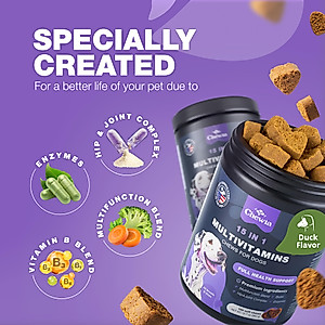 Dog Vitamins 15 in 1 - Dog Multivitamin Chews with MSM for Hip & Joint Health - Dog Supplement for Itchy Skin Relief - Multivitamin for Dogs Immune Support with Enzymes - Skin & Coat, Mobility Support