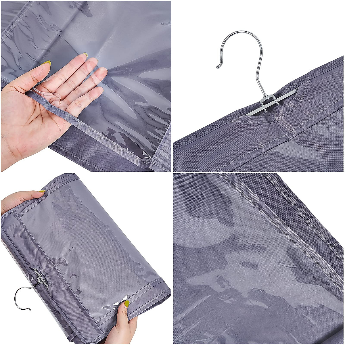 Vercord Hanging Purse Organinzer Handbag Tote Hanger Closet Dustproof Storage Bag with Six Pockets Grey