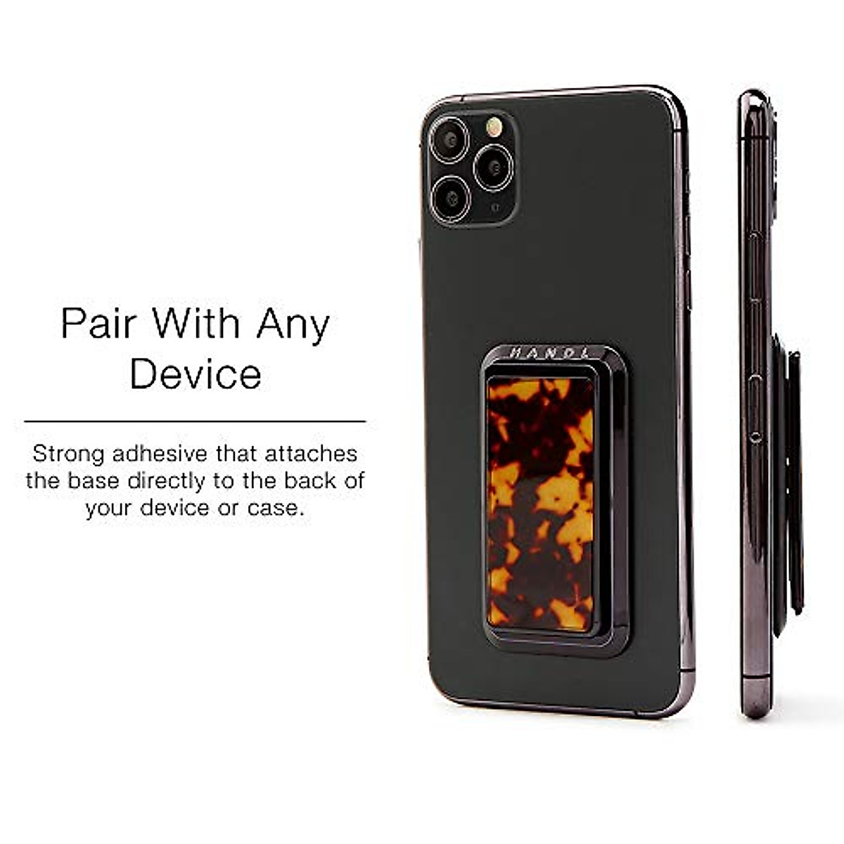HANDL New York Tortoise HANDLstick Phone Grip and Stand for Smartphone - Multifunctional Mobile Phone Grip with Elastic Brace System (Brown/Black)