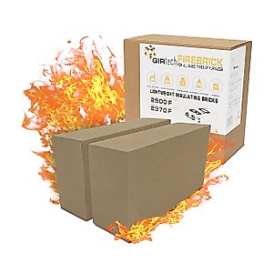 GIRtech Fire Bricks FireBrick High Temperature Insulated Firebricks - 2500F Pack of 2 - Size 9" x 4.5" x 2.5" - Fireclay, Chamotte Firebricks for Ovens, Forges, Kilns, Fireplaces, Wood Stoves