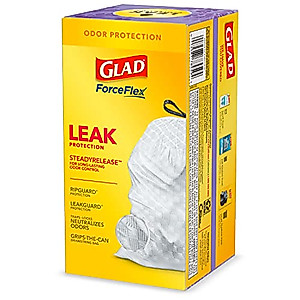 GLAD ForceFlex Tall Drawstring Trash Bags, 13 Gallon White Trash Bags for Tall Kitchen Trash Can, Mediterranean Lavender with Febreze Freshness to Eliminate Odors, 40 Count