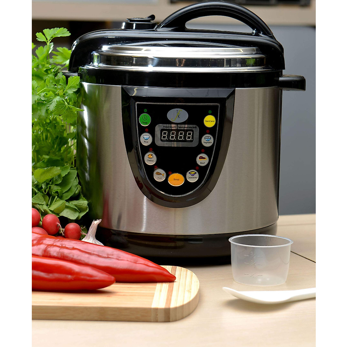 Berghoff Electric Pressure Cooker, 6.3 Qt, Black/Silver