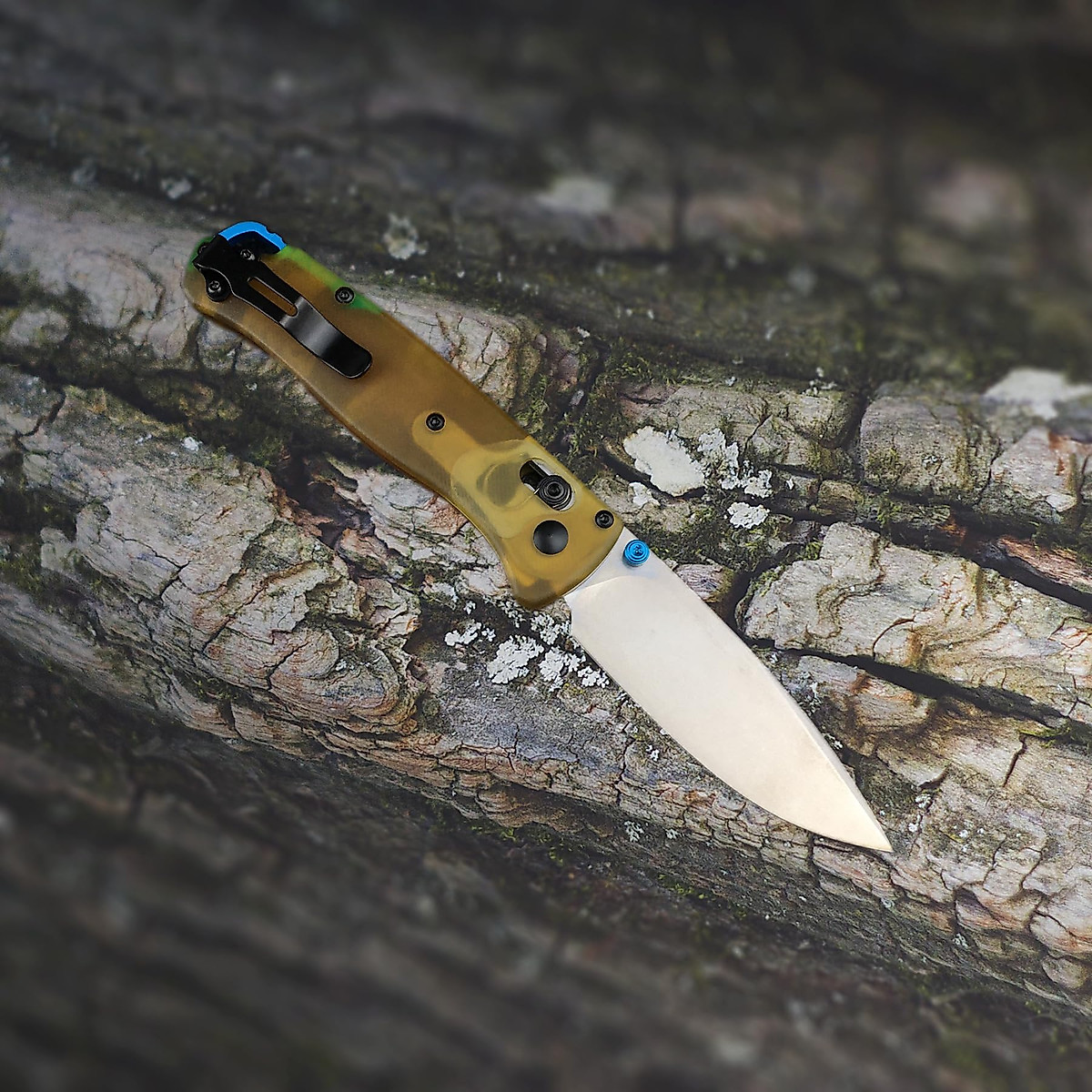 HUAAO EDC Bugout Knife, Axis Lock Knife with 2.9 Inch 440C Steel Blade Ultem Handle, Camping Folding Pocket Knife with Thumb Stud Pocketclip