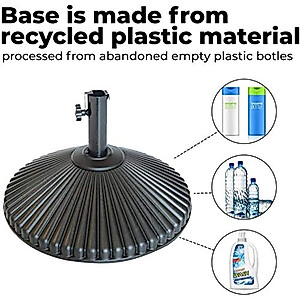 Abba Patio 50lb Patio Umbrella Base Water Filled 23" Round Recyclable Plastic Outdoor Market Umbrella Stand Base for Deck, Lawn, Garden, Black