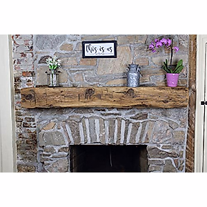 Modern Timber Craft Fireplace Mantel Shelf - Hand Hewn Wood Barn Beam - Authentic Reclaimed Wooden Rustic Shelving 48 Inches