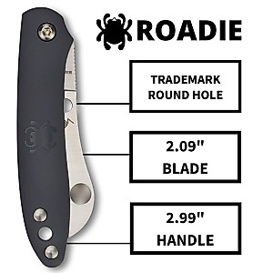 Spyderco Roadie Non-Locking Lightweight Knife with 2.09" N690Co Stainless Steel Blade and Durable Gray FRN Handle - PlainEdge - C189PGY