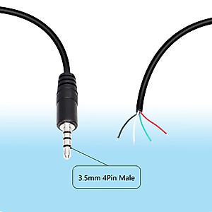 RIIEYOCA 4 Pack 3.5mm Male Plug to Bare Wire Stereo Audio Cable,1/8" TRRS 4 Pole Mono Male Plug to Open End Audio Cable,for and Audio Equipment Installed or Replace Repair