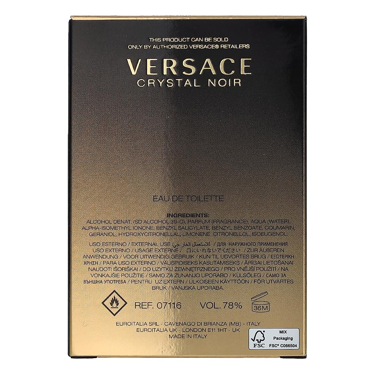 Versace Crystal Noir by Versace for Women 1.0 oz Eau de Toilette Spray