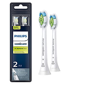 Philips Sonicare Genuine W DiamondClean Replacement Toothbrush Heads, 2 Brush Heads, White, HX6062/65