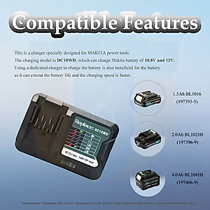 The Power Shop 2pcs Replacement for Tool Battery BL1015 bl1021b with Charger DC10WD Compatible with BL1016 BL1020B BL1040B BL1041B 10.8V & 12V Max. Li-ion CXT Battery 197394-3 197402-0