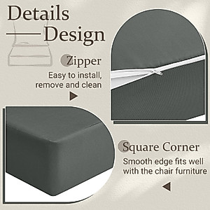 downluxe Outdoor Deep Seat Cushions Set, Waterproof Memory Foam Patio Furniture Cushions with Zipper for Outdoor Chair Sofa, 24" x 24", Dark Grey 1, 2 Piece Set