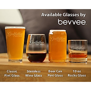 Godfather Est 2023 - New Godfather Whiskey Rocks Glass Proposal Gift for First Time Godparents - Decorative 10.25 Oz Glasses