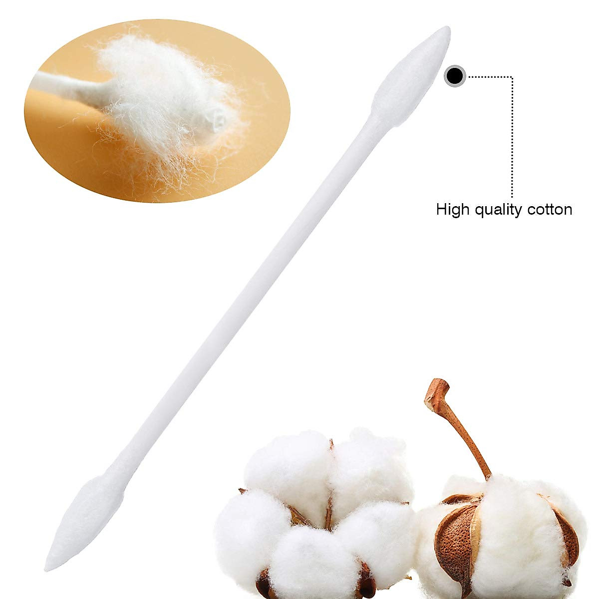 800 Count Precision Tips Cotton Swabs 3" Double Pointed Tip Ear Swabs with Paper Sticks Cotton Buds Cotton Tipped Applicators