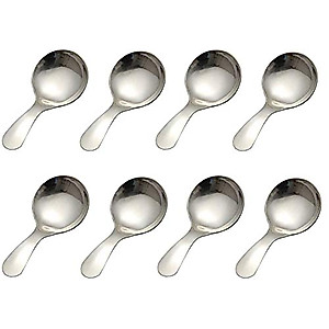 PHAETON 8PCS Silver Stainless Steel Short Handle Spoons Soup Spoons Condiments Spoon Dessert Spoon Tea Coffee Spoons