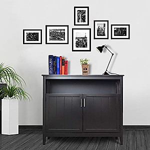 RASOO Buffet Cabinet with Storage Kitchen Dining Room Sideboard Buffet Storage Cabinet Buffet Server Cupboard Cabinet Console Table with 2 Doors and Adjustable Shelf