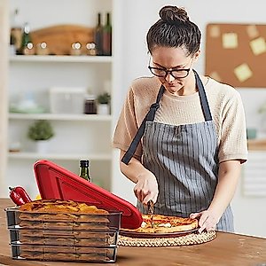 Pizza Storage Container, Expandable Pizza Slice Container, Reusable Pizza Pan Pizza Box Set with Lids to Leftover Organization and Space Saver