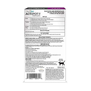 TevraPet Actispot II Flea Treatment for Small and Medium Cats 5-9 lbs | 6 Doses | Powerful Prevention and Control, Clear