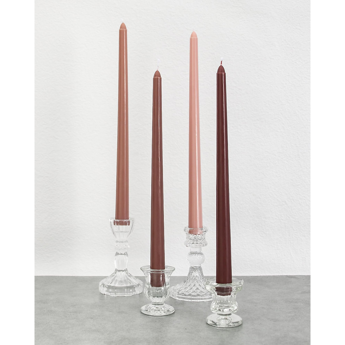 Viyffo 12 Inch Brown Taper Candles Set of 4 Unscented Smokeless Long Tall Tapered Candle for Candlesticks Sticks Wedding Advent Home Decor Dinner Christmas