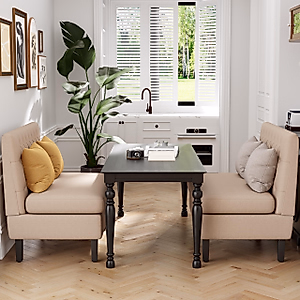 Andeworld Modern Loveseat Settee Button Tufted Sofa Couch Upholstered Banquette Dining Bench High Back Living Room Funiture (Khaki 1)