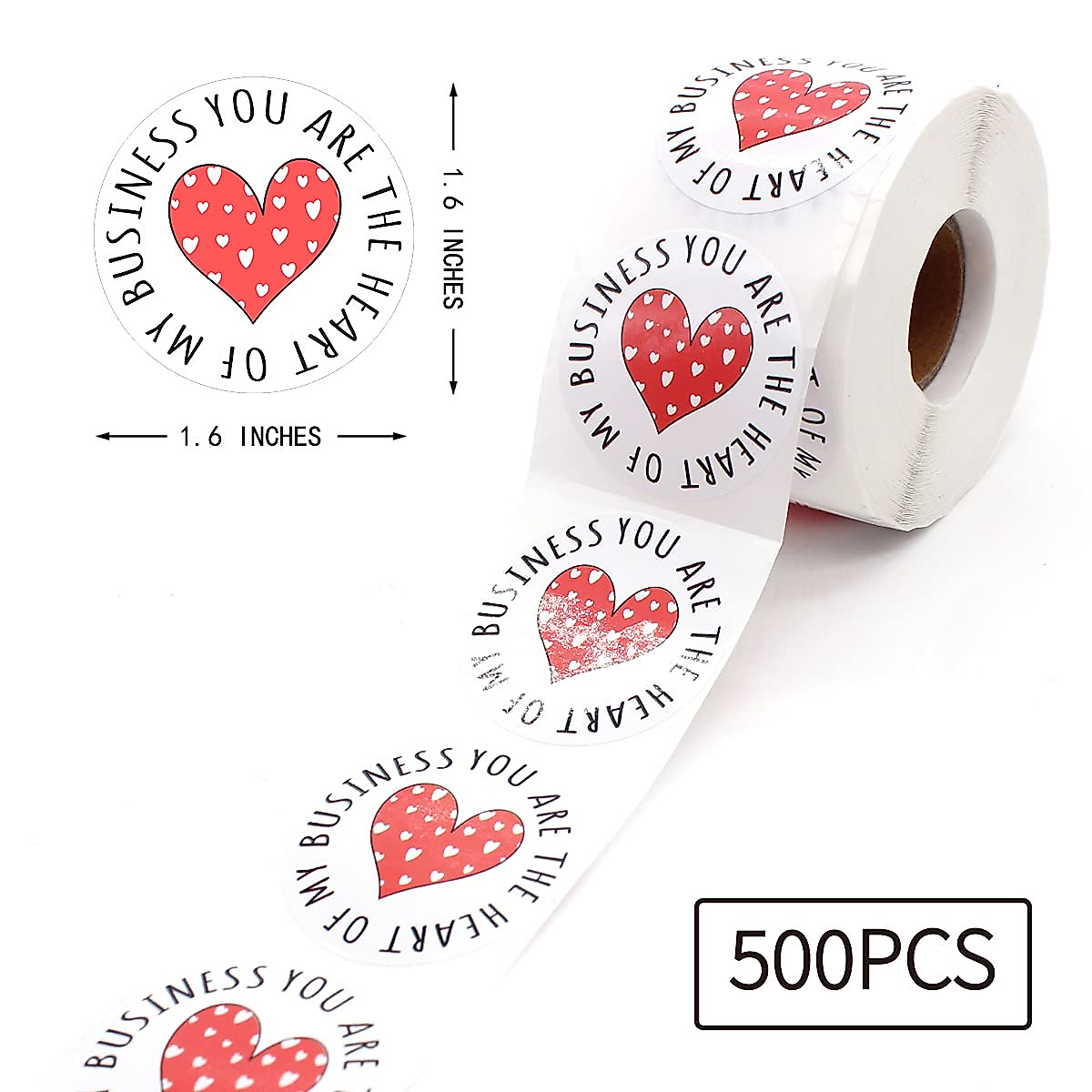 Littlefa 1.5” You are The Heart of My Business with Love Design Stickers,Bakeries Stickers,Handmade Stickers,Small Business Stickers, Envelopes Stickers, Gift Bags Packaging 500 PCS