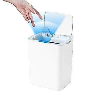 AOPUTTRIVER Touchless Sensor Trash Can 14 Liter/3.7 Gallon Small Capacity Trash Can with Lid Sensor Kitchen Bin Recycling and Waste Slim Bin Sensor Bins for Kitchen / Living Room /Office(Small)