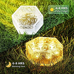 AIINY Solar Outdoor Lights 1 Pack,Outdoor Garden Decor Lighting Products,6LED Warm White Waterproof Ice Cube Pathway Lights for Garden Patio Porch Landscape Backyard Lawn Yard Pool