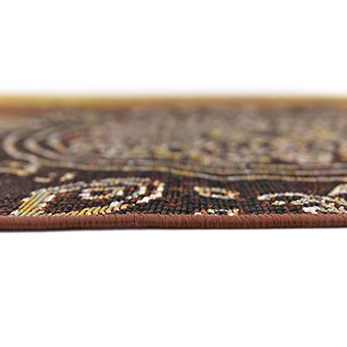 Unique Loom Outdoor Modern Collection Area Rug - Trio (5' 3" x 8' Rectangle, Rust Red/ Gold)