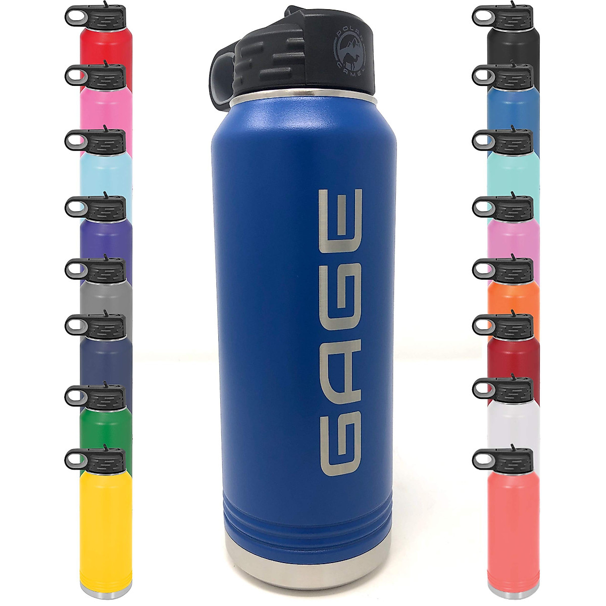 Personalized 32 ounce Powder Coated Water Bottle - Stainless Steel Double Wall Vacuum Insulated Custom Engraved (Royal)