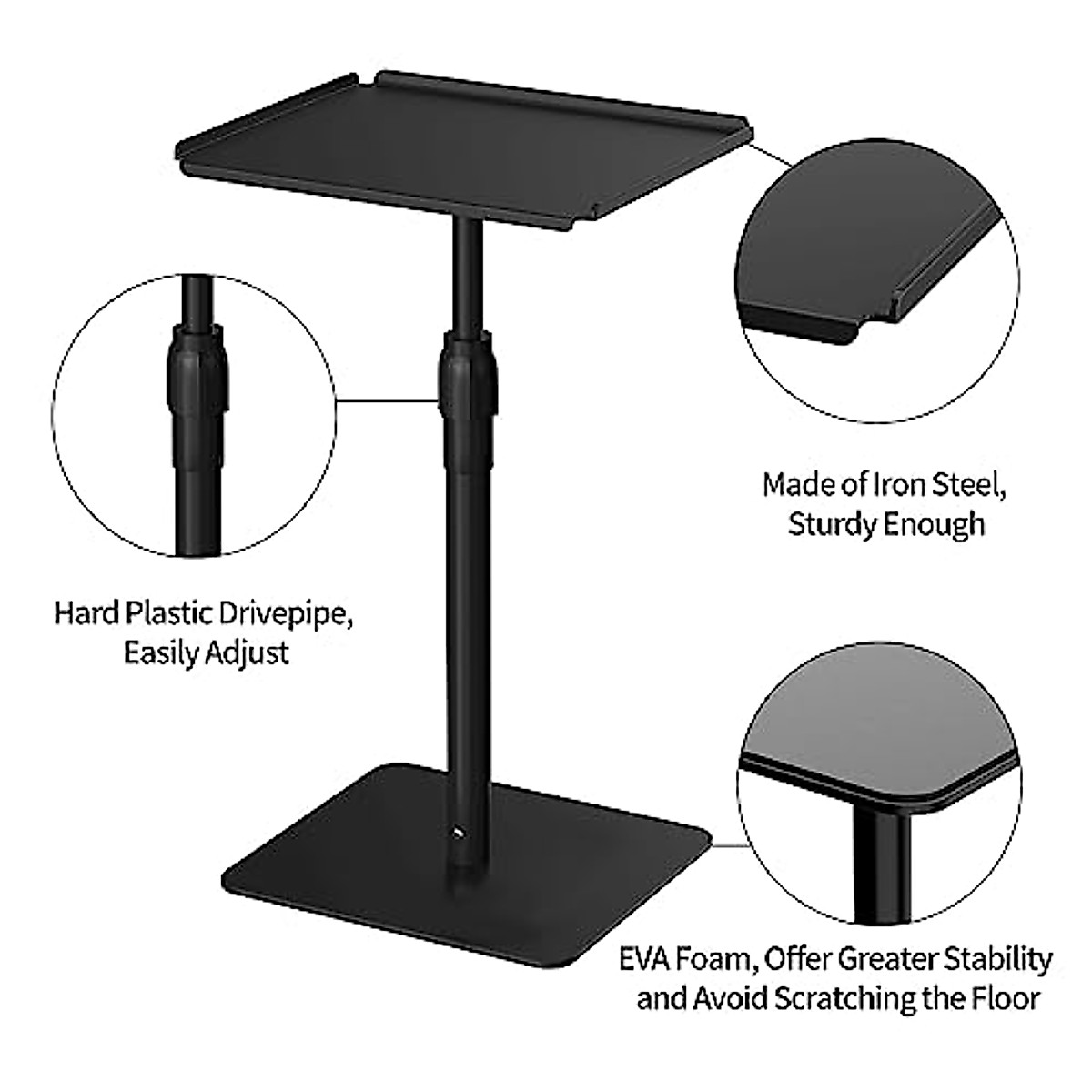 GAGUIUP Adjustable Side/End Table - Metal Coffee Table Small Sofa Side Table Indoor Nightstand Furniture for Living Room, Dorm, Home Office, and Bedroom - Black