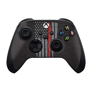 MightySkins Skin Compatible with Xbox Series X and S Controller - Thin Red Line | Protective, Durable, and Unique Vinyl Decal wrap Cover | Easy to Apply and Change Styles | Made in The USA, MIXBSERXSCON-Thin Red Line