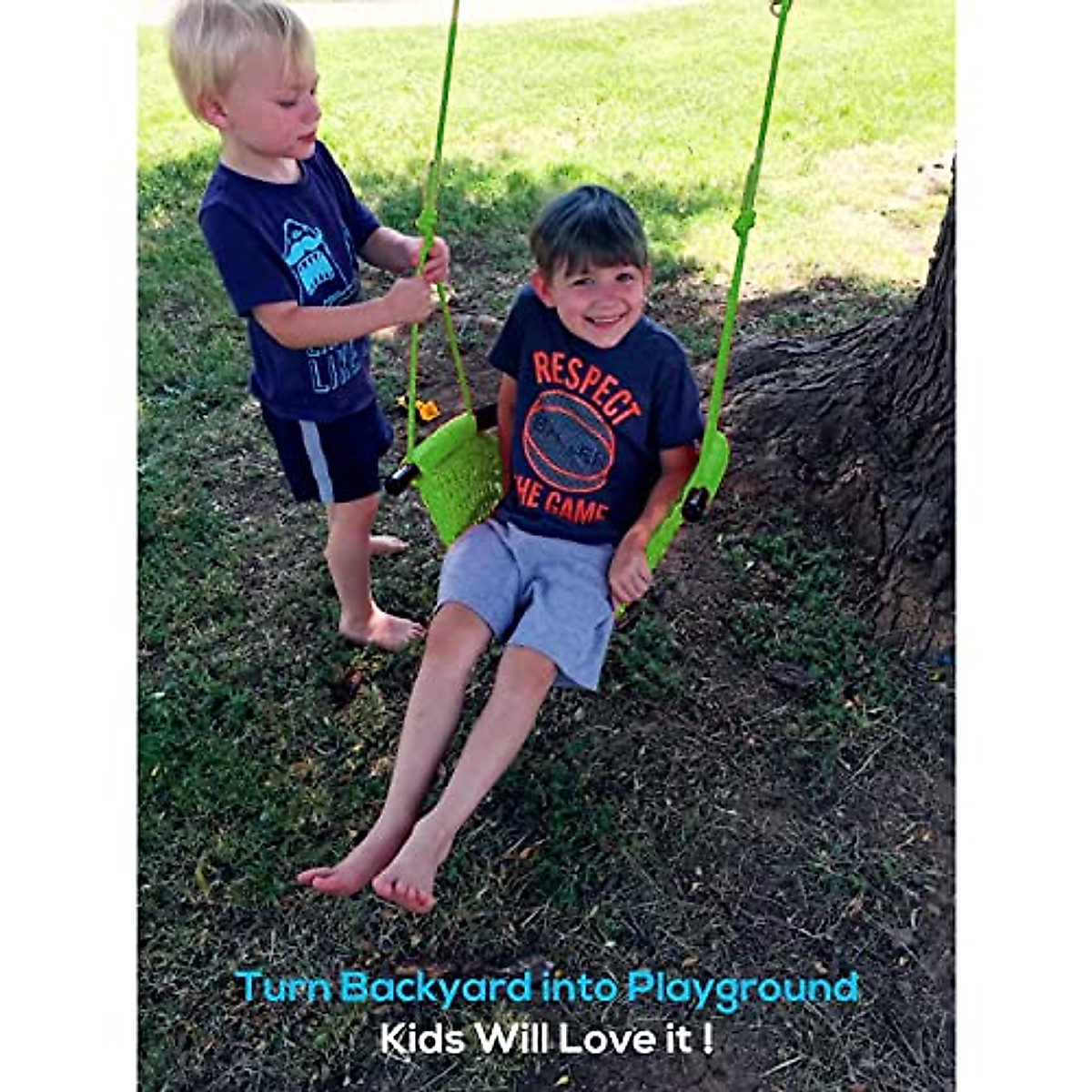 Hi-Na Kids Tree Swing Seat, Rope Swing Seat, Indoor Swing for Kids Outdoor Swing Seat Backyard Swing Door (Green)