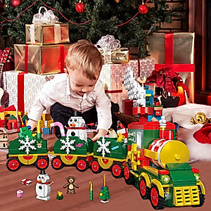 ZYLEGEN Christmas Train building Kit,Christmas Train Set with Snowman,Stocking Stuffer for Kids,Xmas Gifts for Boys Girls,Christmas Décor Building Kit(621+Pcs)