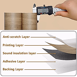 WIFEA Vinyl Flooring Roll 15.7"Wx 118"L/12.9 Sq.Ft, Wood Grain Self Adhesive Vinyl Floor Tiles Wear-resistant and Waterproof Vinyl Plank Flooring for Bedroom Living Room Office Balcony RV, Light brown