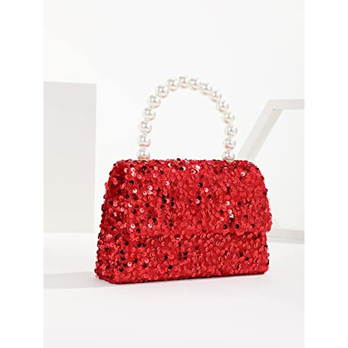 FIWOODELF Womens Crystal Evening Clutch Bag Rhinestone Sequin Evening Handbag Shoulder Bags Purse for Wedding Party Prom (Red 1)