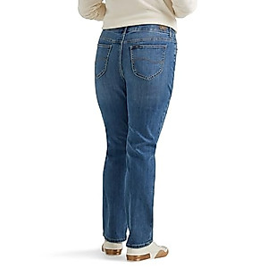 Lee Women's Plus Size Ultra Lux Comfort with Flex Motion Straight Leg Jean Juniper 16W Medium