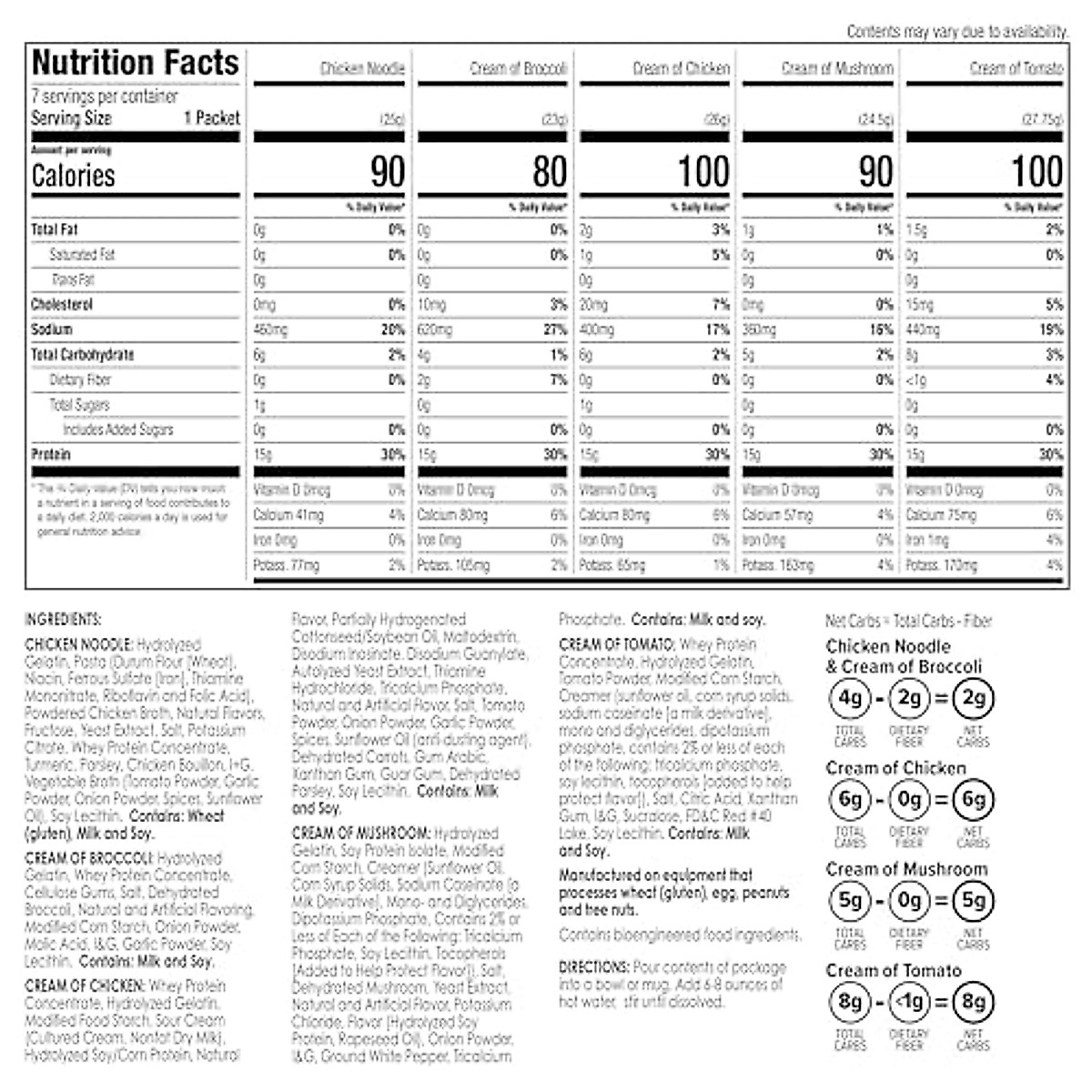 BariWise Protein Soup Mix, Variety Pack, 15g Protein, Low Carb (7ct)