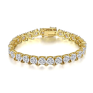 Gemsme 5MM Tennis Bracelets for Women, 18K Gold Plated 5mm Round Gorgeous Cubic Zirconia Tennis Bracelets for Men