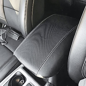 INTGET Car Center Console Armrest Cover for 2023 2022 Ford Explorer Accessories 2020 2021 Leather Middle Arm Rest Dog Seat Cover Console Lid Protector(Carbon Fiber Leather)