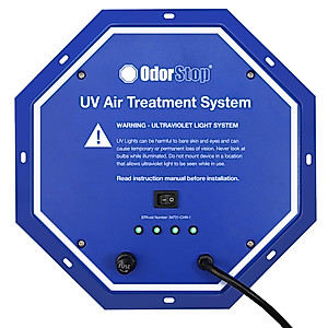 OdorStop OS14412PRO1 UV Air Purifier with Energy Saving Airflow Sensor and 12-in Bulbs