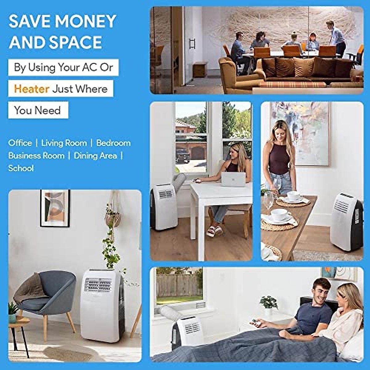 SereneLife SLACHT128 SLPAC 3-in-1 Portable Air Conditioner with Built-in Dehumidifier Function,Fan Mode, Remote Control, Complete Window Mount Exhaust Kit, 12,000 BTU + HEAT, White