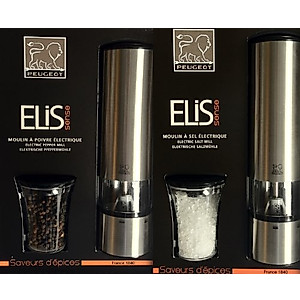 Peugeot Electric Salt & Pepper Mill Set - Stainless (Elis U'select Stainless Steel)