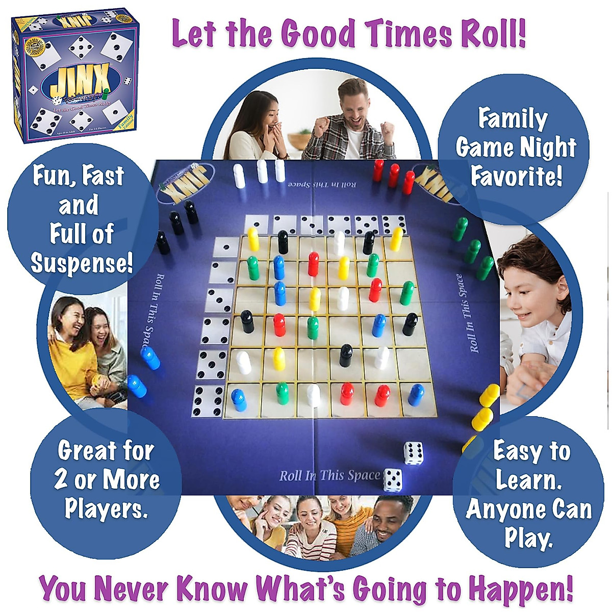 Jinx - Fast and Fun Board Game of Chance Where The Luck of The Roll Determines Your Fate - Game Night Fun for Family & Adults