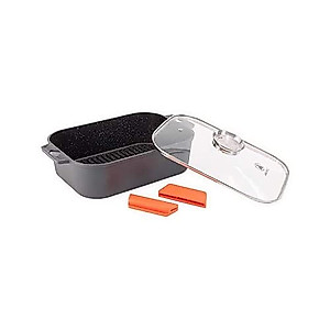 Laguiole 7-Quart Non-Stick Braiser - with Tight Fitting Lid, Removable Silicone Handles & Greblon Non-Stick Coating - Bottom Designed to Spread Liquid and Infuse Flavor - Oven Safe & Dishwasher Safe