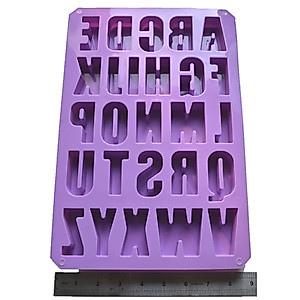 Allforhome 26 Cavities Alphabet Silicone Chocolate Making Molds Cake Pans Handmade Soap Molds Biscuit Resin Clay Craft Art DIY Cake Decorating Molds Ice Cube Tray