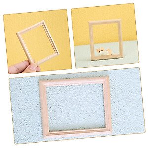 CIMAXIC 2pcs Miniature Photo Frame Tiny Picture Frame Mini House Accessories Dollhouse Photo Frame Mini Photo Frame Dollhouse Miniature Accessories Picture Frames Doll House Decor Wood