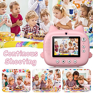 GREENKINDER Kids Camera Instant Print,2.5K Digital Video Instant Print Camera for Kids, Selfie Toddler Cameras Print Paper & 32G Card, Christams Birthday Gifts for Girls Boys Age 3-12