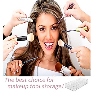 yzexi 2 Pcs Eyeshadow Palette Organizer Use for Bathroom Countertops, Wardrobe, Shelf, Drawer, Sunglasses, Wallet, Contour Kit (Cosmetic Storage Box Small&Large) Makeup (Clear), 7.08x5.12x1.97 in