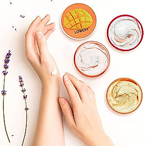 Whipped Body Butter Creams in Mango, Pink Grapefruit, Strawberry Scents, Ultra-Hydrating Shea Enriched with Jojoba Oil & Vitamin E, Natural Skin Moisturizer for Men & Women, Normal to Dry Skin, 3pc