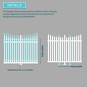 Coarbor 1 Set 84"x36" Vinyl Picket Fence Panel White PVC Garden Decorative Fence for Yard Border Outdoor Patio Pet Barrier Temporary Small Dog Fence(20 Pickets, Scallop)